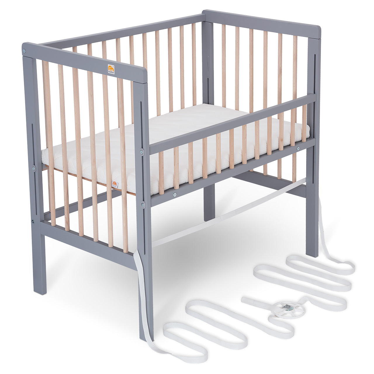 Beistellbett Boxspring Fix grau / natur – FabiMax